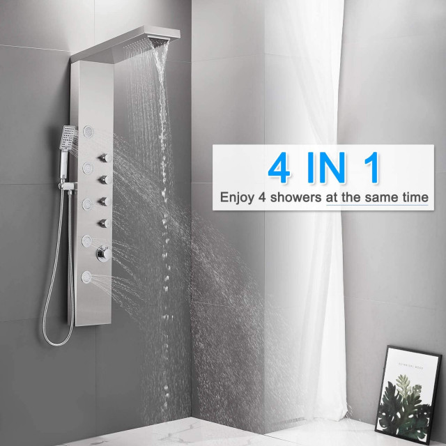 Rectangle Wall Mount Stainless Steel Shower Panel In Brushed Stainless ...