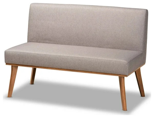 Retro Grey Fabric Upholstered Dining Corner Sofa Bench with Walnut ...
