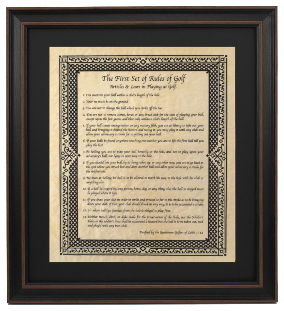 Framed Original Rules of Golf 1744 - Traditional - Prints And Posters ...