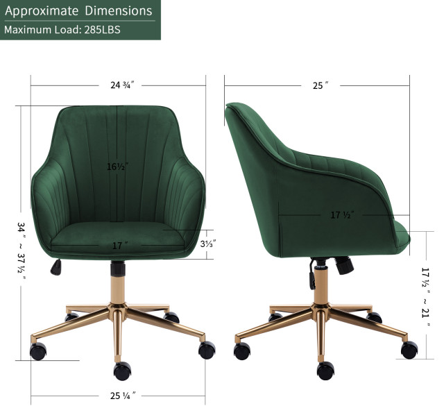 Sloped Arms Velvet Computer Desk Chair - Contemporary - Office Chairs ...