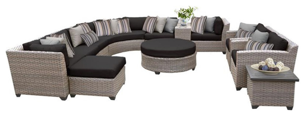 Florence 12 Piece Outdoor Wicker Patio Furniture Set 12a in Black ...