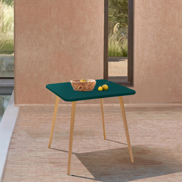 Nassau Square Outdoor Green Eucalyptus Dining Table - Midcentury ...