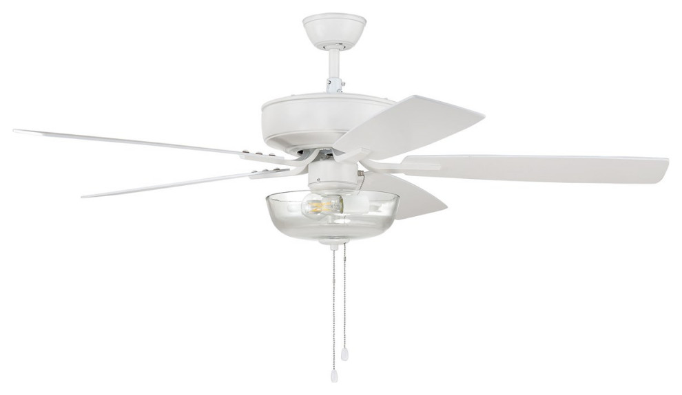 Craftmade Pro Plus 52" Ceiling Fan With Light Kit, White - Transitional ...
