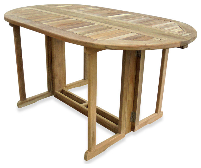 Grade A Teak, Oval Folding Dining Table 60"x35" - Transitional ...