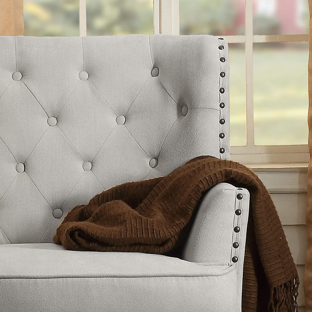 Elegant Accent Chair, Button Tufted Back, Nailhead Trim Detail ...