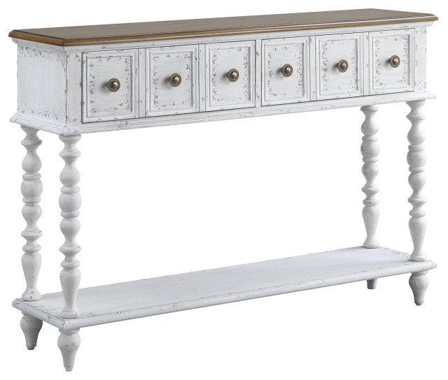 Classic Console Table, Unique Turned Legs & Several Drawers, Antique ...
