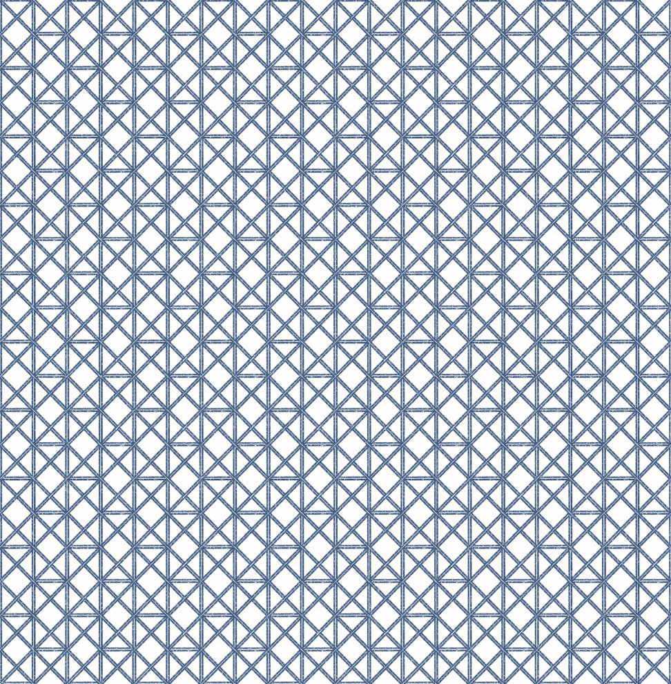 Lisbeth Blue Geometric Lattice Wallpaper, Sample, Swatch - Contemporary ...