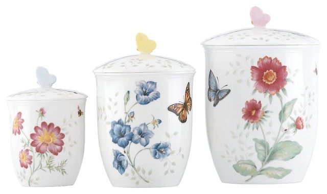 Butterfly Meadow 3-piece Canister Set - Farmhouse - Food Storage ...