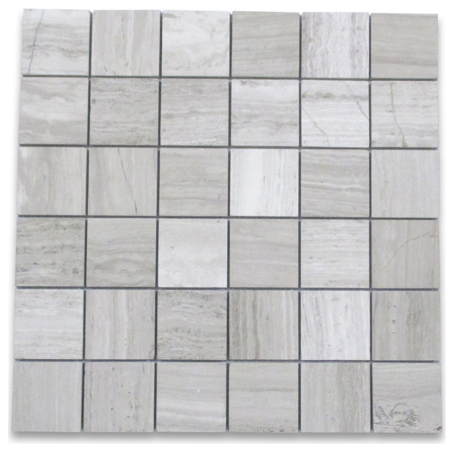 Athens Silver Cream Haisa Light Marble 2x2 Square Mosaic Tile Polished ...