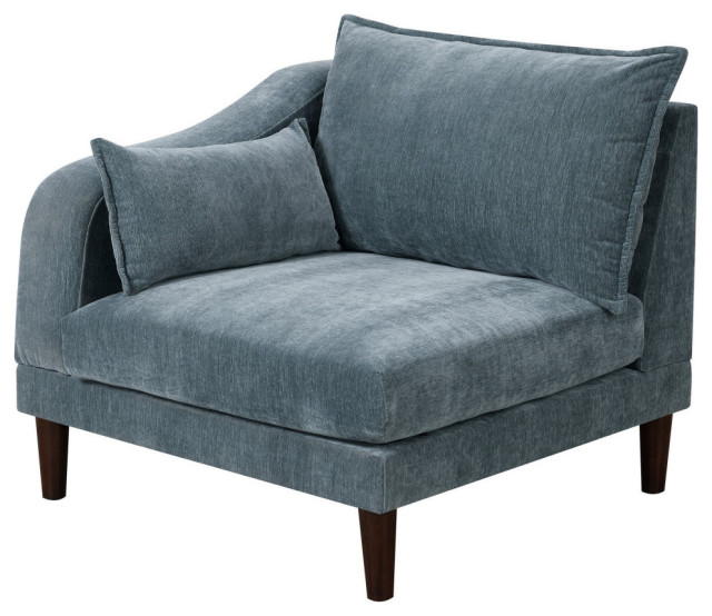 Rio 33" Modular Single Arm Corner Chair, 2 Lumbar Cushions, Slate Blue ...