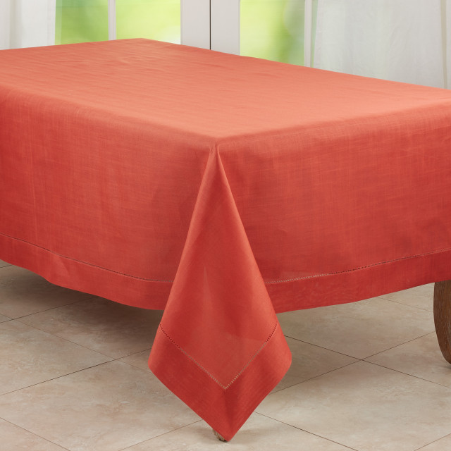 Tablecloth With Hemstitched Border Design, 70"x120" - Contemporary ...