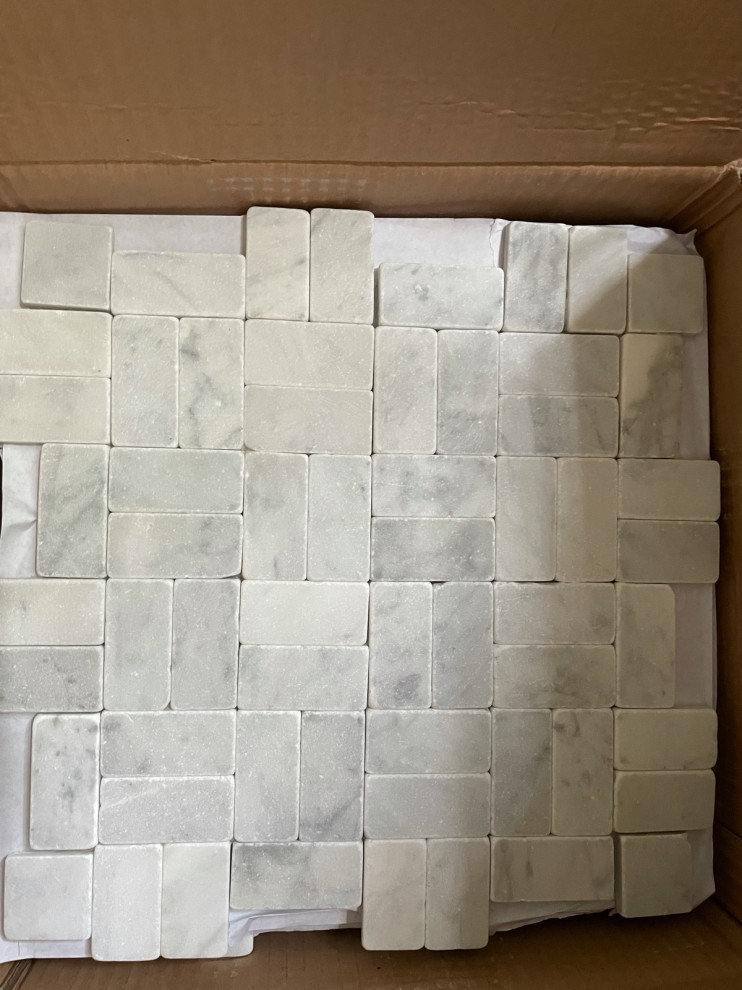 Butt-joint mosaic floor tiles in bathroom?