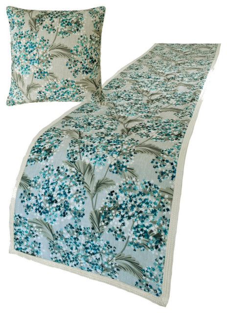Blue Star Fauna - Cotton Blue Decorative Bed Runner and Pillow Cover ...