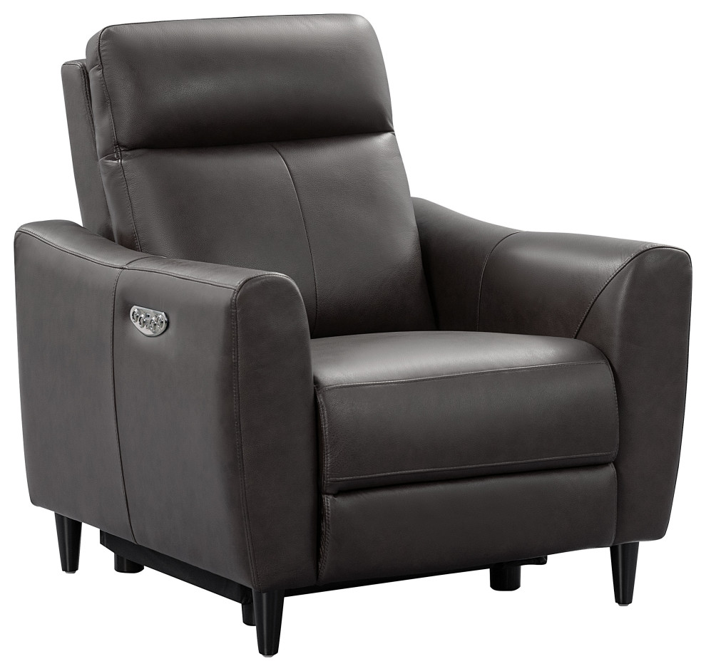 Skye Leather Power Recliner With Power Headrest - Midcentury - Recliner ...