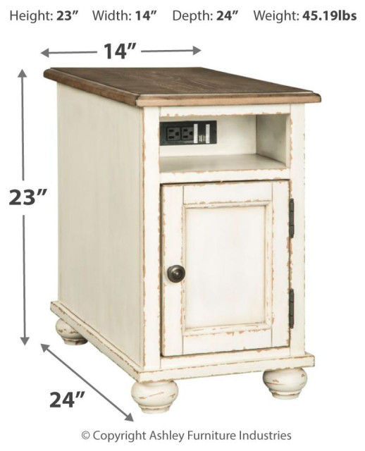 Realyn Traditional White/Brown Chair Side End Table - Farmhouse - Side ...