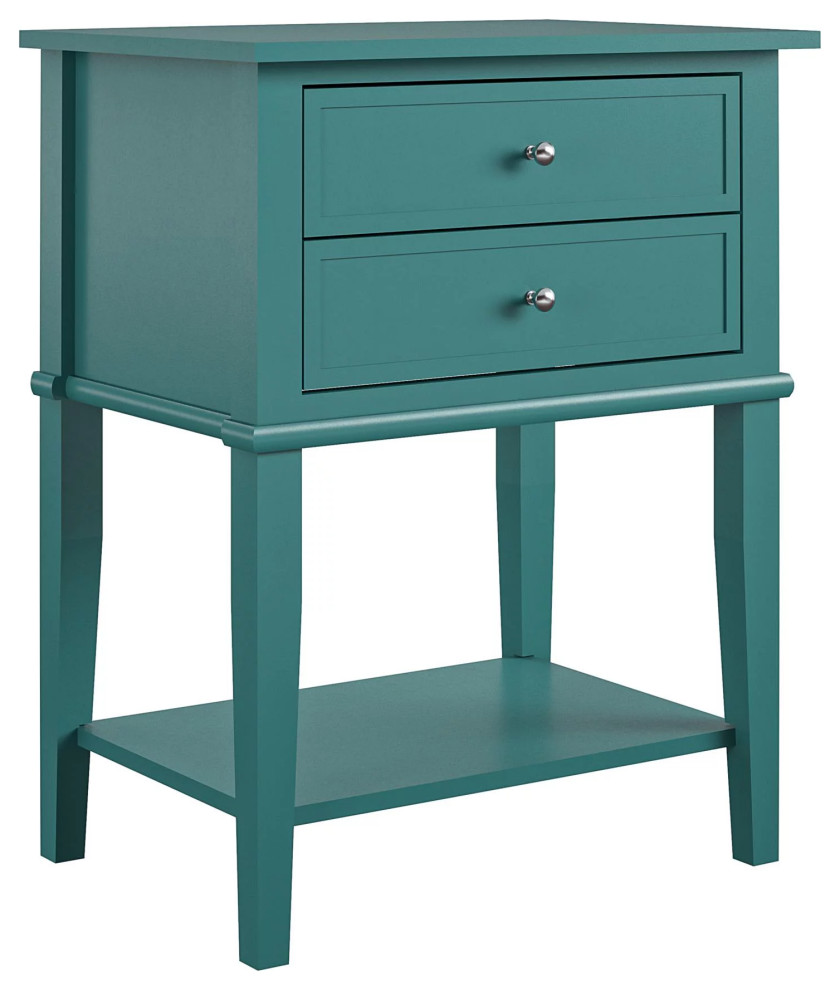 Contemporary Accent End Table, 2 Storage Drawers With Round Knobs ...