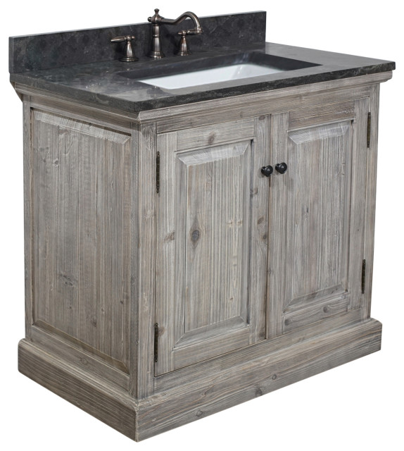 Rustic Sink Vanity With Rectangular Sink In Grey Driftwood With ...