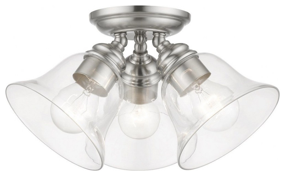 3 Light Large Semi-Flush Mount In Transitional Style-7.5 Inches Tall ...