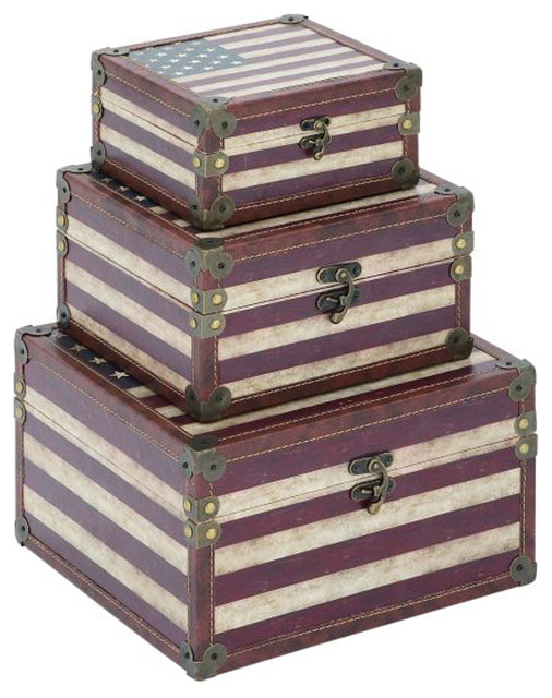 American Flag Wooden Boxes, Set of 3 - Contemporary - Decorative Boxes ...
