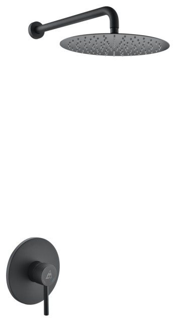 Aqua Rondo Matte Black Shower Set w/ 8" Rain Shower, 12" - Modern ...