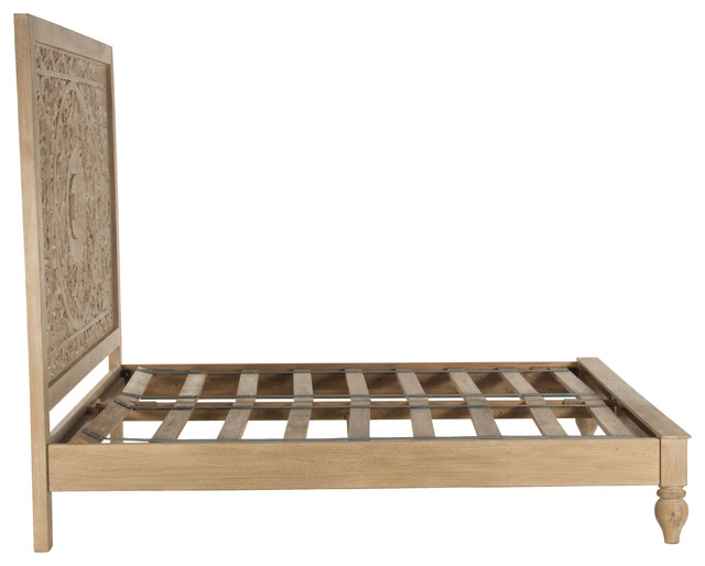 Haveli Solid Mango Wood Bed, Queen - Farmhouse - Platform Beds - by ...