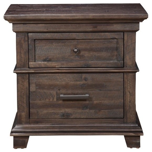 Acacia Wood Nightstand with 2 Drawer Brown - Rustic - Nightstands And ...