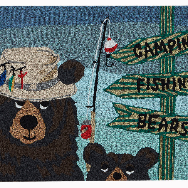 Frontporch Fishing Bears Indoor/Outdoor Rug, 2'x3' - Rustic - Doormats ...