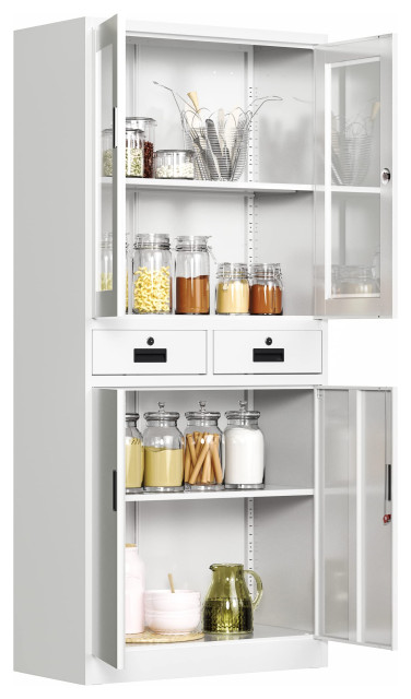 Metal Storage Display Cabinets, Locking, Adjustable & 2 Drawers ...