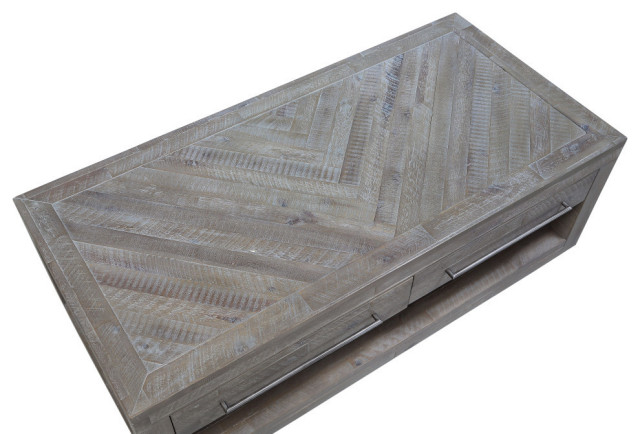 Modus Alexandra Solid Wood Rectangular Coffee Table, Rustic Latte - Farmhouse - Coffee Tables ...