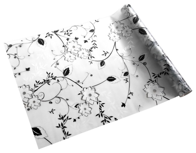 Floral Pattern - Self-Adhesive Embossed Window Film Home Decor ...