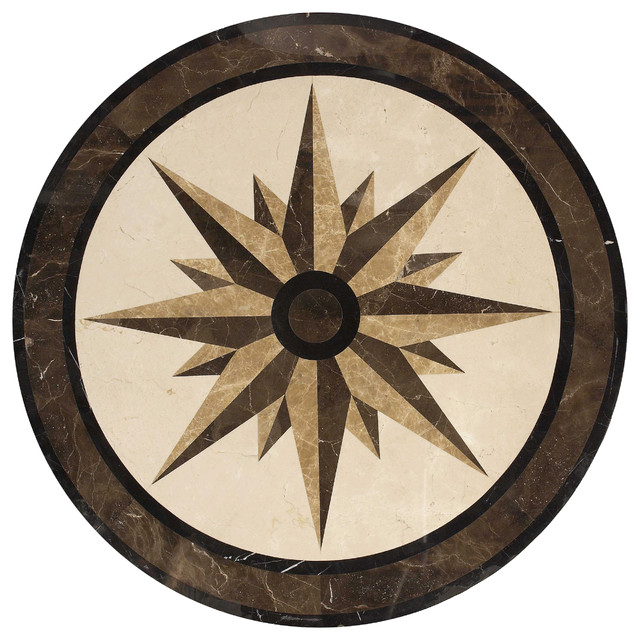 Fancy Polished North Star Medallion, 36" Square - Traditional - Floor ...