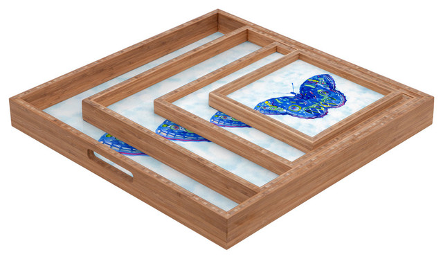 Deny Designs Cayenablanca Watercolour Butterfly Square Tray, Medium ...
