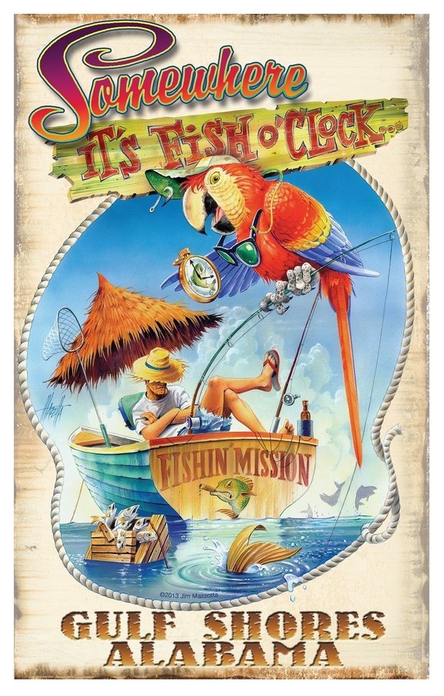 Jim Mazzotta Fish O'Clock Somewhere Gulf Shores Alabama Art Print, 12 ...