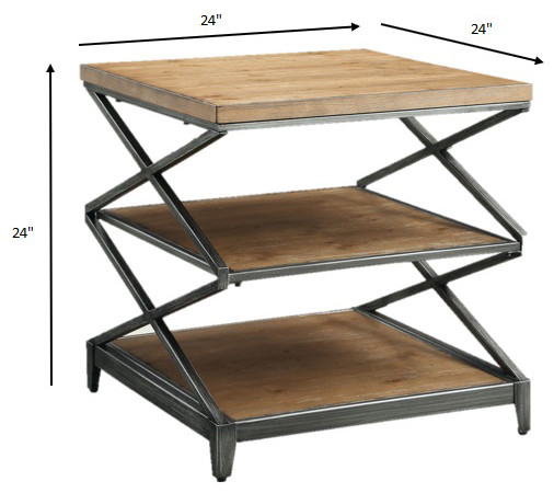 24" X 24" X 24" Oak And Antique Black End Table - Industrial - Side ...