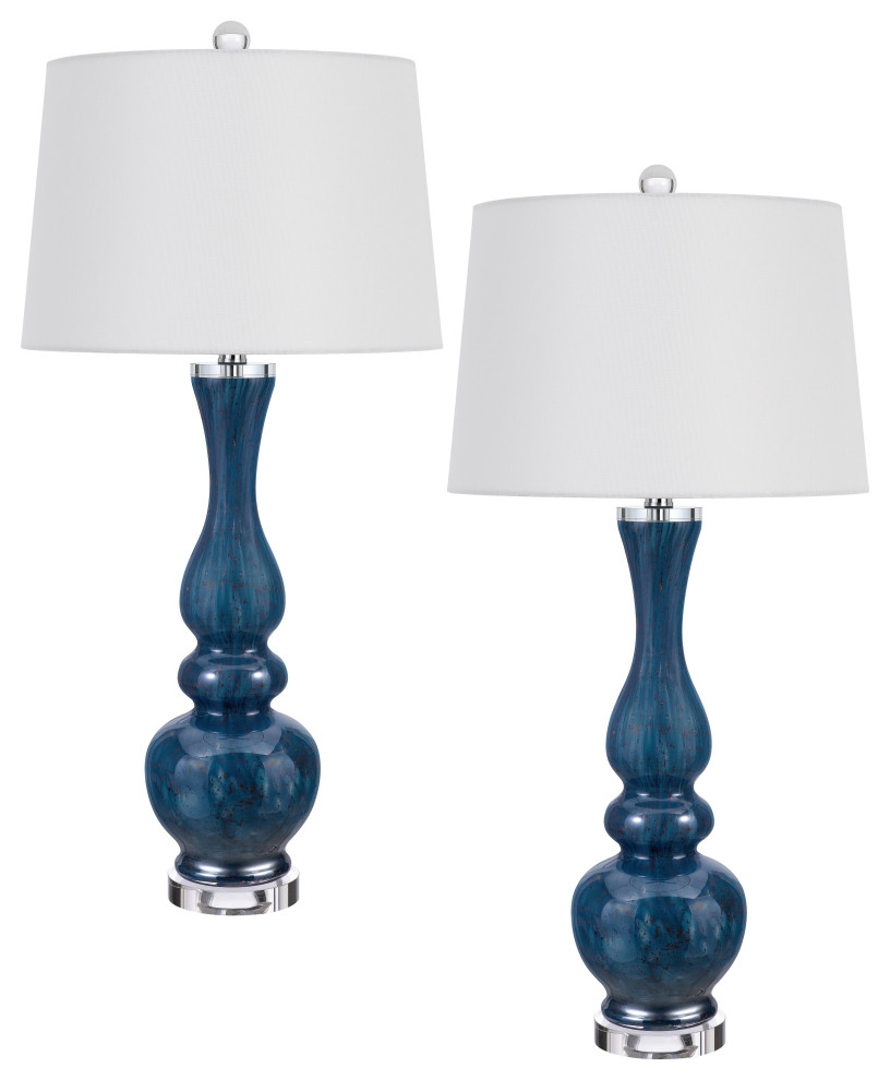 Paimio 32" Height Deep Blue Glass Table Lamp - Contemporary - Lamp Sets ...