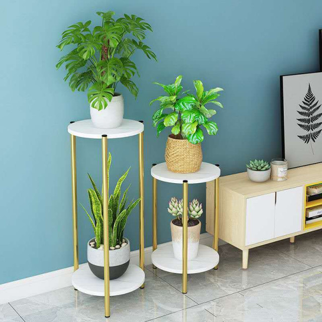 Round Nordic Luxury Multi-Storey Plant Stand, H35.4" - Contemporary ...