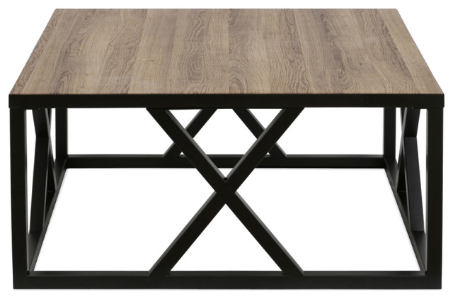 35" Black Steel Square Coffee Table - Industrial - Coffee Tables - by ...
