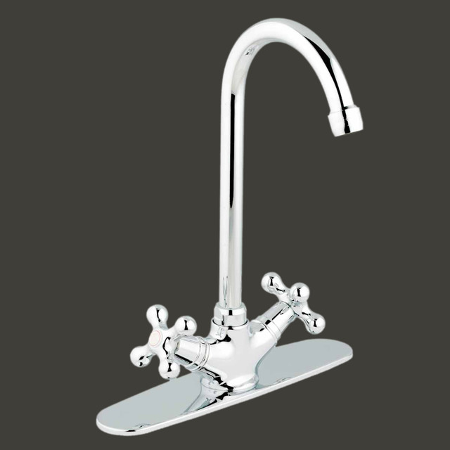Kitchen Faucet Gooseneck Shape Chrome Swivel Centerset 2 Handles ...