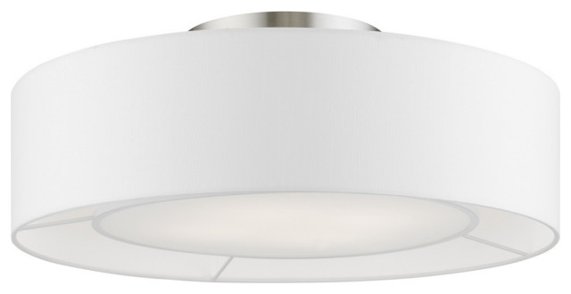 Gilmore 4 Light Brushed Nickel With Shiny White Accents Semi-Flush ...