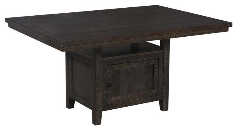 Rustic Dark Oak Wood Dining Table with Underneath Storage Space ...