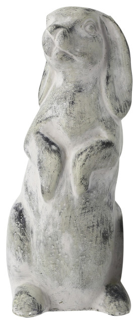 Cement Rabbit Statue Natural Gray - Farmhouse - Garden Statues And Yard ...