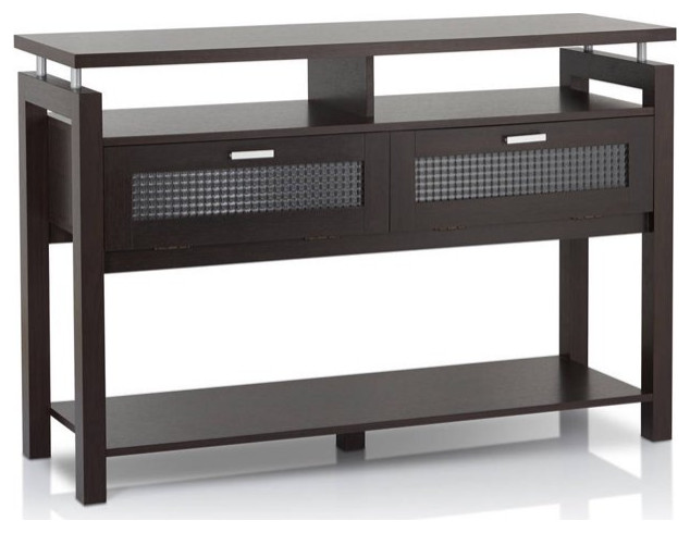Console Table, Plenty Storage Space & Drop Down Doors With Fluted Glass ...