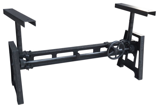 Adjustable Cast Iron Crank Table Base - Coffee To Dining Desk Workbench ...