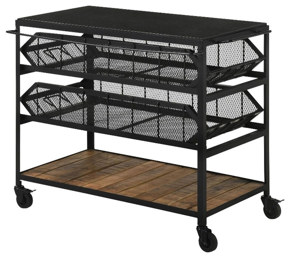 Coaster Evander Metal Frame Accent Storage Cart with Casters Natural ...