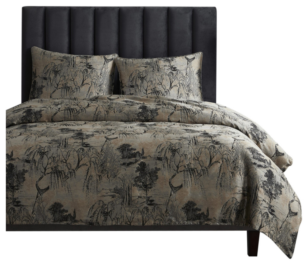 Pastoral Jacquard Comforter Set, 3 Piece, King - Contemporary ...
