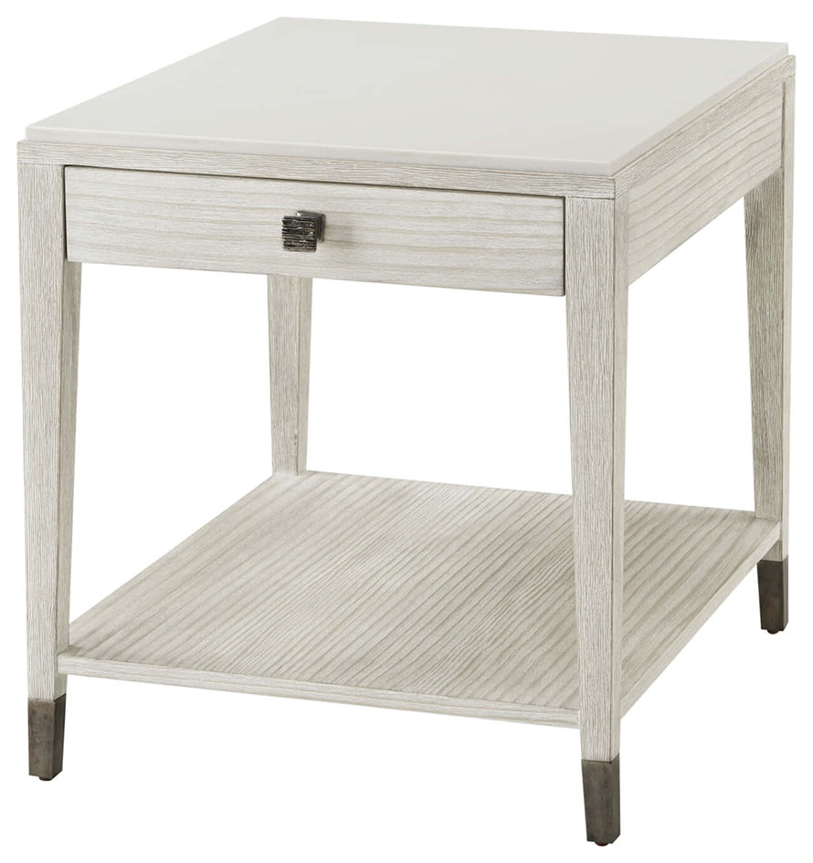 Coastal Painted Stone Top Side Table - Beach Style - Side Tables And ...