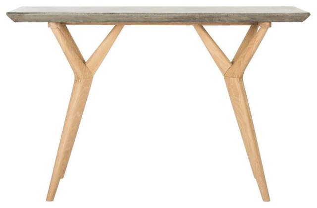 Lindi Indoor Outdoor Modern Concrete 29.92" Console, Dark Gray ...