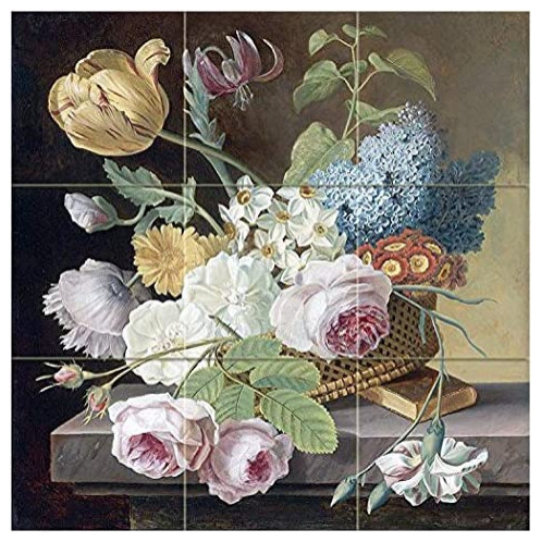 Tile Mural STILL LIFE WITH ROSES Frans van Backsplash, 6" Ceramic Matte ...
