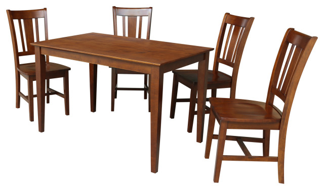 30x48 Dining Table with 4 Chairs in Espresso - Transitional - Dining ...