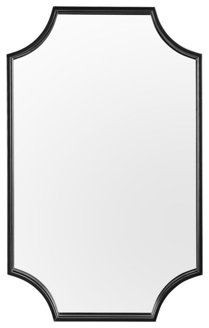 32" Rectangle Notched Corner Metal Framed Mirror - Black - Transitional ...